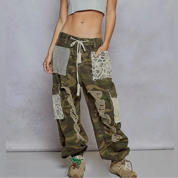 POL | Pants & Jumpsuits | New Pol Army Jogger Cargo Distressed Crochet ...